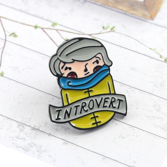 Jewelry | 5 For 25 Salecute Introvert Person Lady Pin | Poshmark